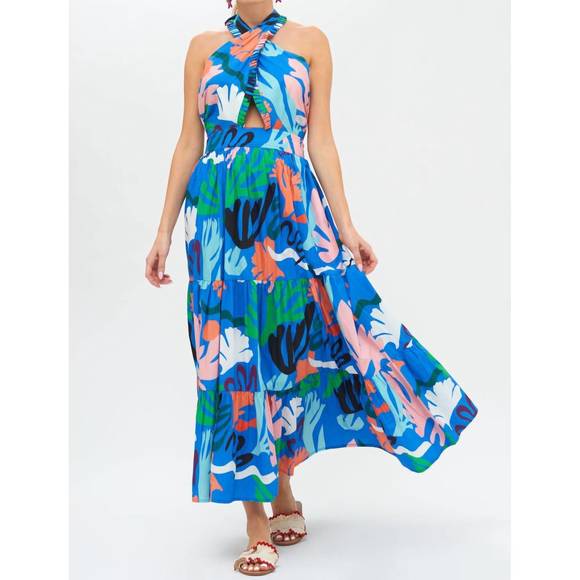 Oliphant | Dresses | New Oliphant Cross Front Maxi Dress In Reef Blue ...